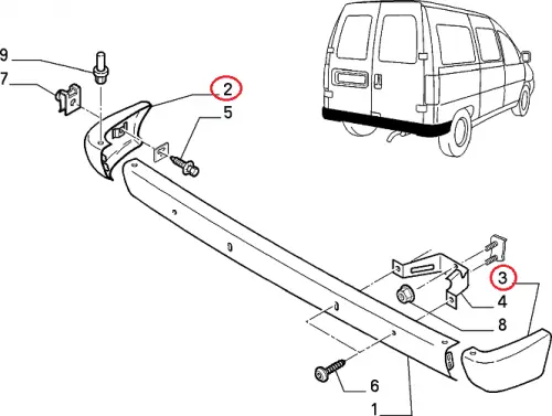 Б/У Клык бампера заднего Fiat Scudo 220 (1995-2004), 1474326692, 1474325692